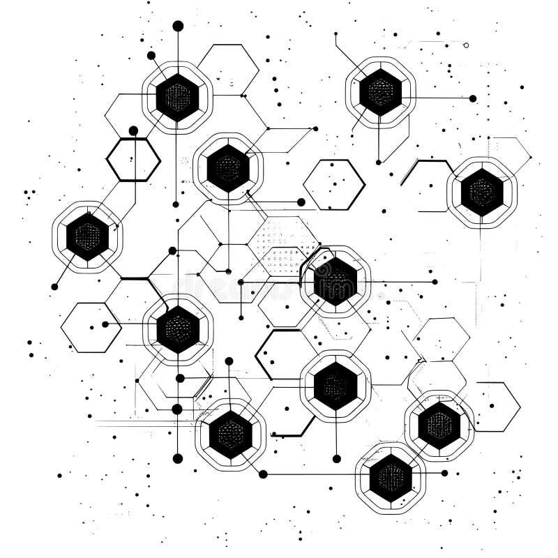 Simple Black Line Art Icon of an Abstract Hexagon Network. Stock Vector ...