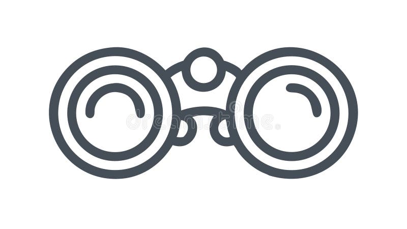 Simple Black Line Art Icon of Classic Binoculars Observation Tool ...