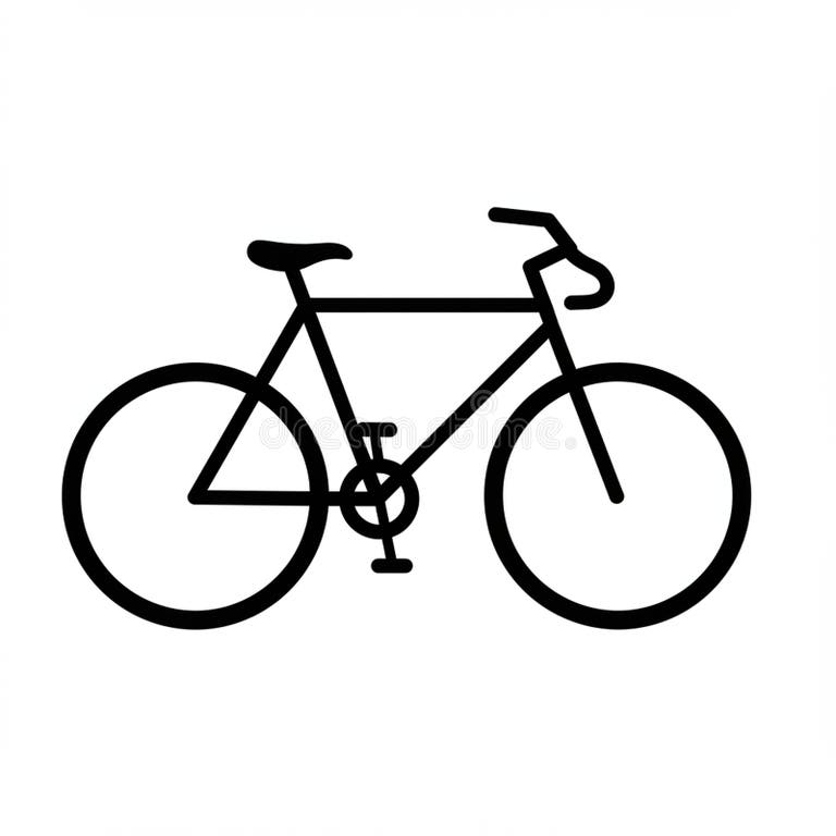 Simple Black Line Drawing of a Bicycle, Featuring Two Large, Circular ...