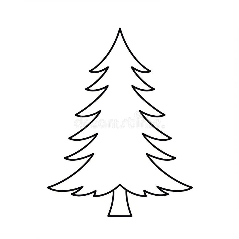 Simple Black Line Drawing of a Christmas Tree Stock Illustration ...