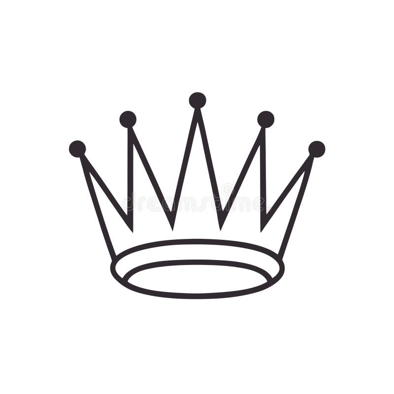 A Simple Black Line Drawing of a Crown Features Five Points Adorned ...
