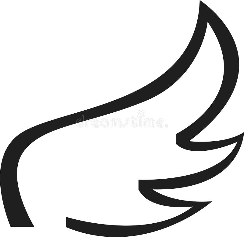 Simple Black Line Drawing Depicting a Stylized Bird Wing Rising ...