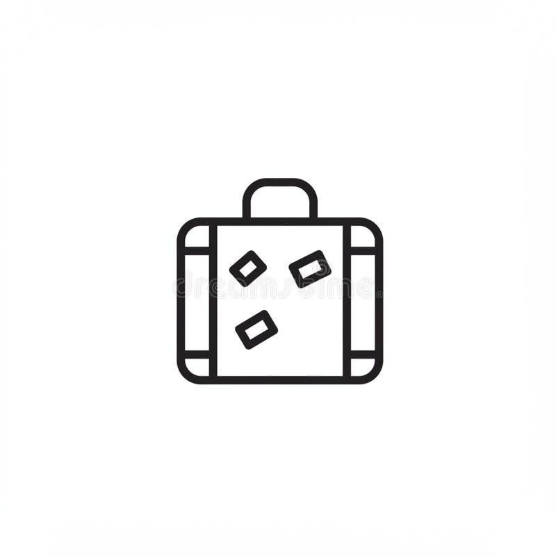 A Simple Black Line Drawing Depicts a Suitcase with a Handle. it is ...