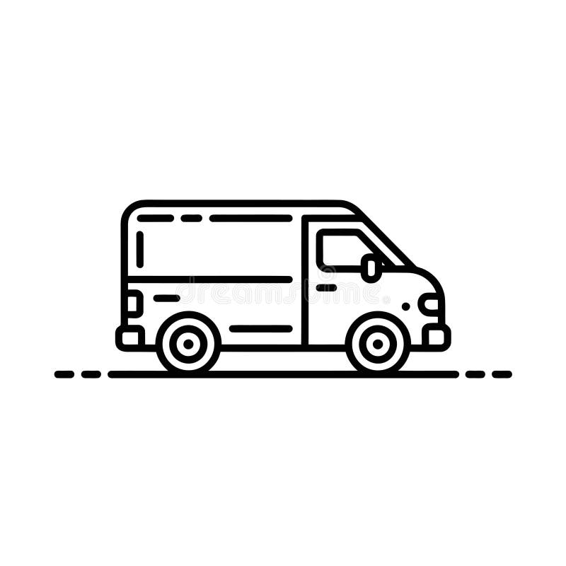 A Simple Black Line Drawing Depicts a Van in Profile View, Highlighting ...