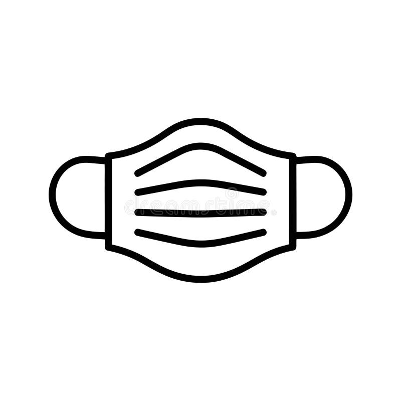 A Simple, Black Line Drawing Displays a Protective Face Mask Stock ...