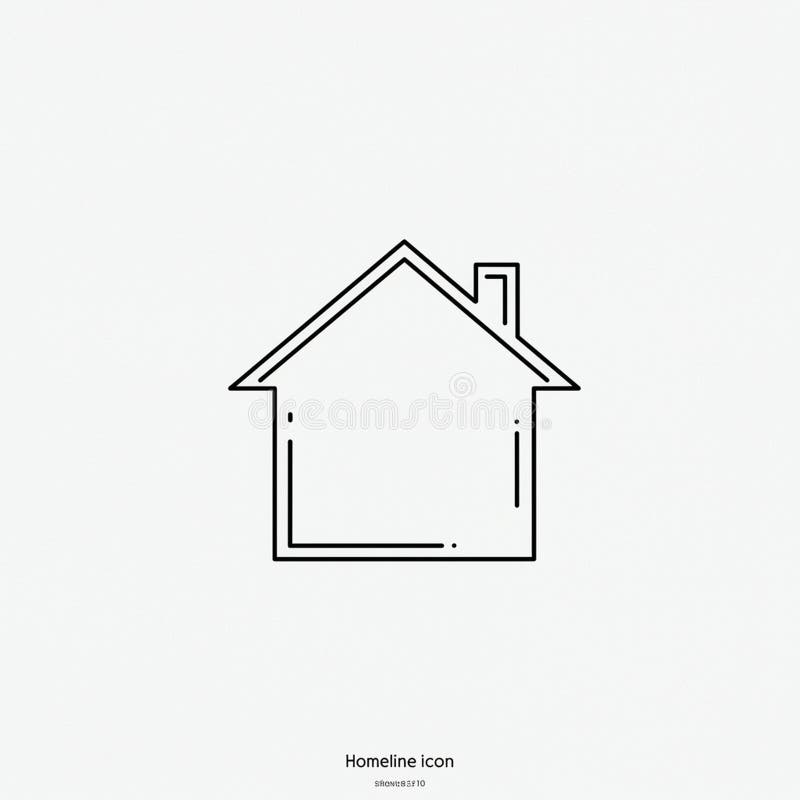 A Simple Black Line Drawing of a House Outline on a White Background ...