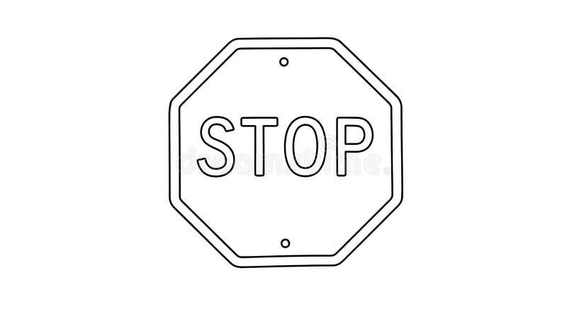 Octagon Stop Sign: Simple Line Drawing for Safety Education Stock ...