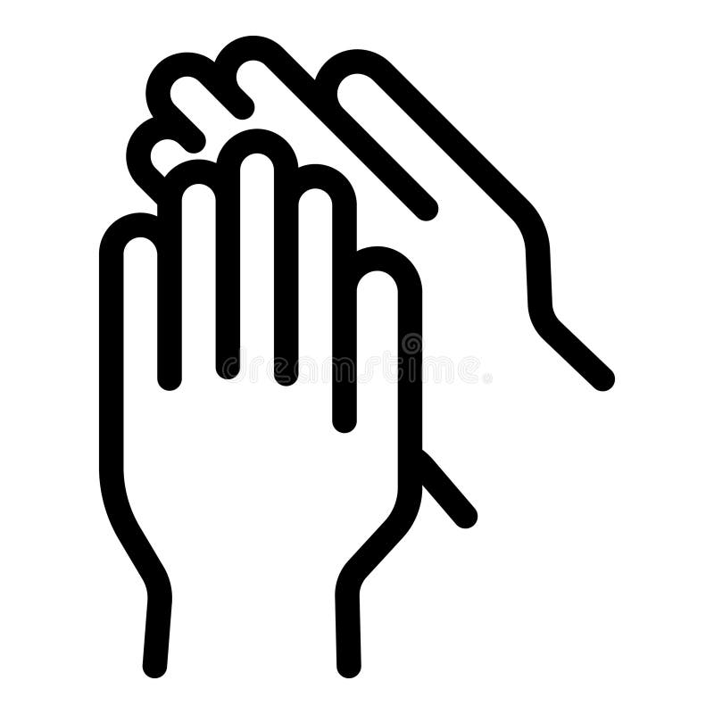 Simple Black Line Icon of Clapping Hands Representing Applause or ...