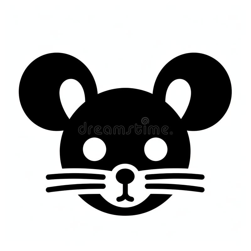 Kintsukuroi-inspired Black Mouse Head Icon on White Background Stock ...