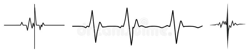 Simple Black Line Waveforms EKG on White Background for Medical and ...