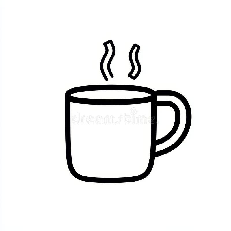 Simple Black Lines are Used To Create the Image of a Steaming Coffee ...