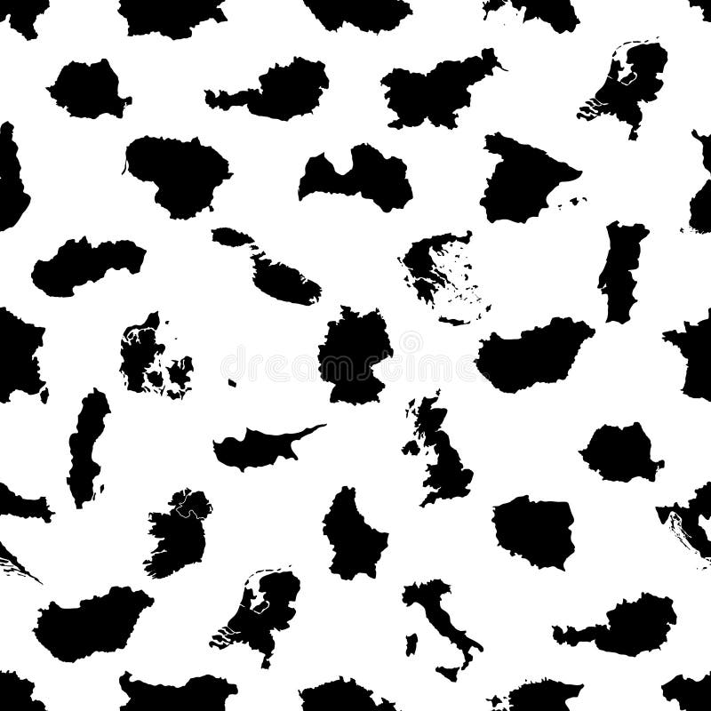 Simple Black Outline Maps All European Union Countries Collection Eps10 ...