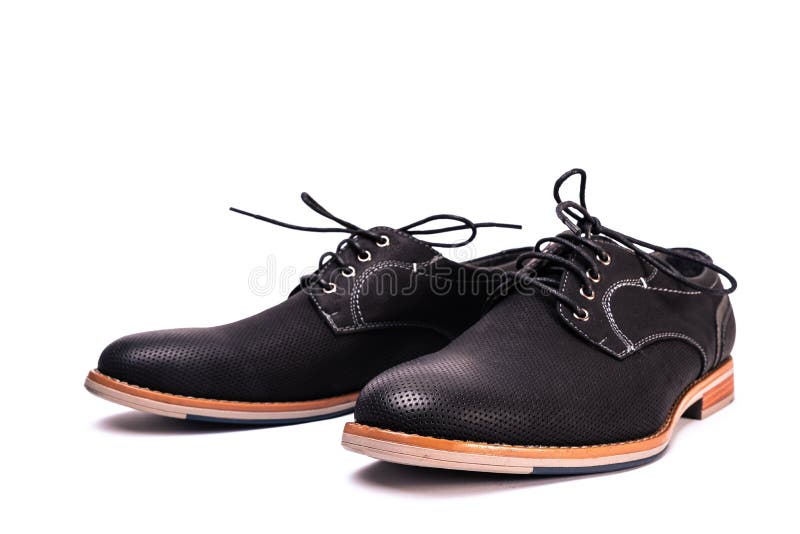 Simple Black Men`s Shoes on a White Background, Unbranded and Unlabeled ...