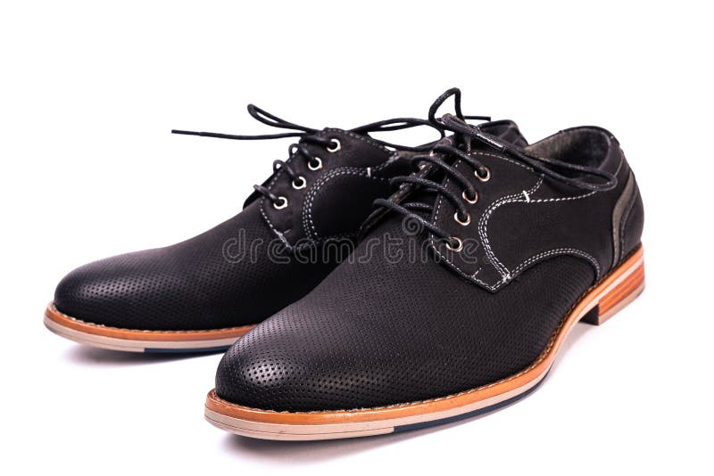 Simple Black Men`s Shoes on a White Background, Unbranded and Unlabeled ...