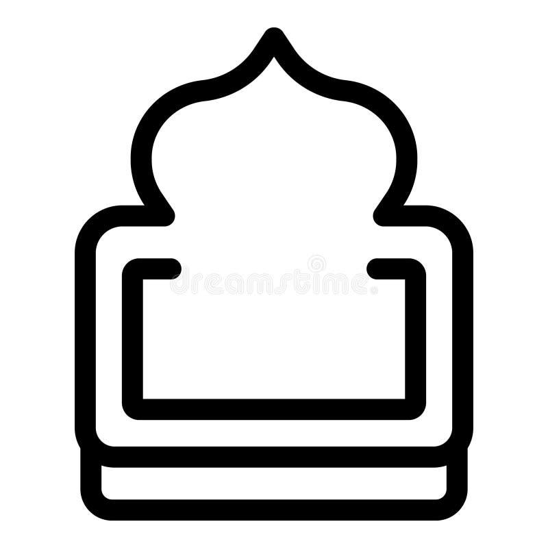 Simple Black Outline Vector Icon of a Mosque Building Stock Vector ...