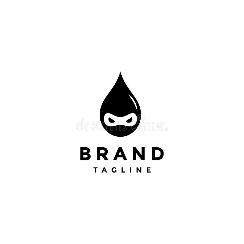 Simple Black Ninja Head Drops Logo Design Stock Illustration ...