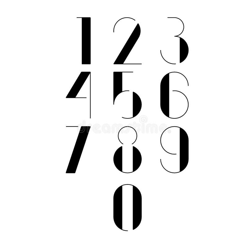 Black Numbers Silhouettes Set Hand Drawn Vector Illustration Isolated ...