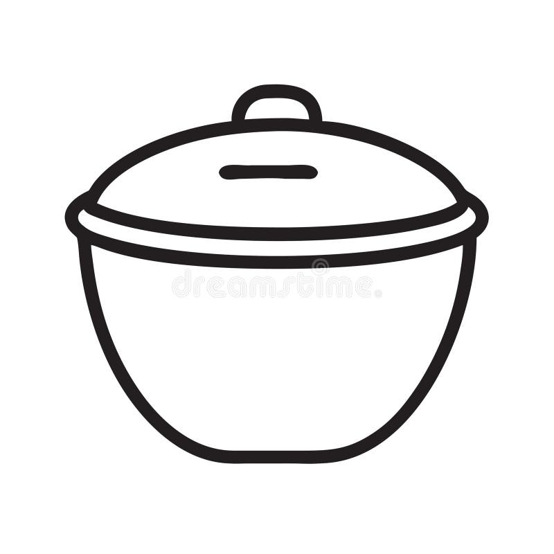 Simple Black Outline Cooking Pot Lid Kitchenware Vector Illustration ...