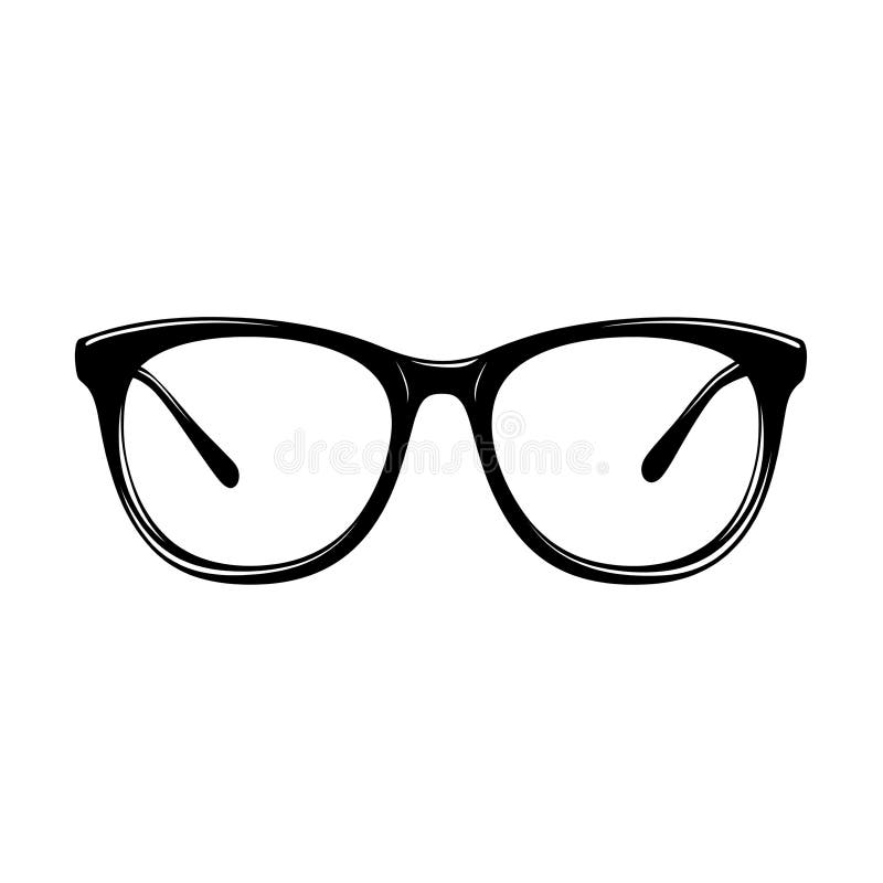 Simple Black Outline of Eyeglasses with Clean Design Elements Stock ...