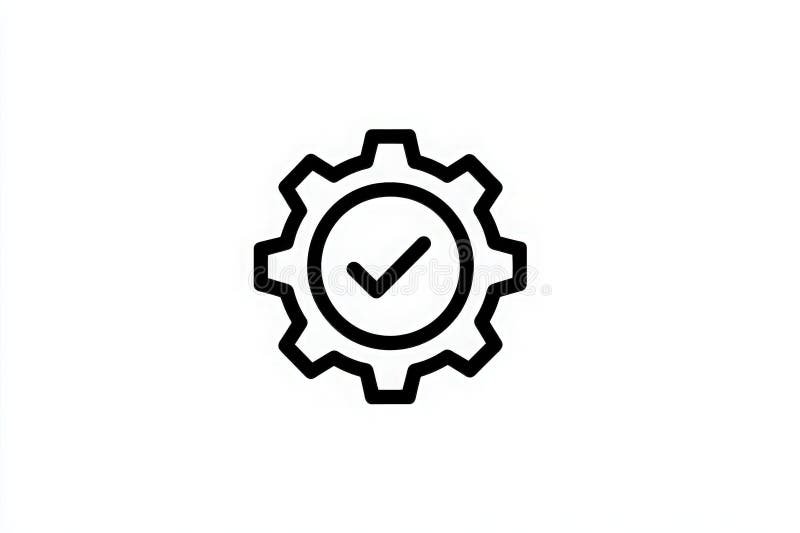 Gear Icon with Check Mark Representing Completion and Efficiency in ...