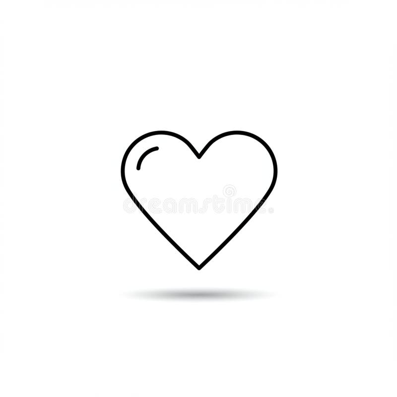 Simple Black Outline of a Heart Shape on a White Background. the Heart ...