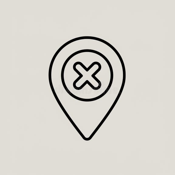 A Simple Black Outline Icon on a Light Grey Background Features a Map ...