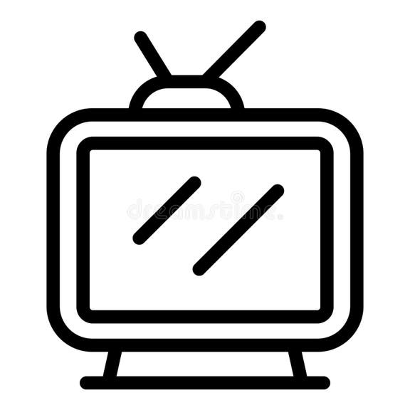 Simple Black Outline Icon of Television Set with Static Screen ...