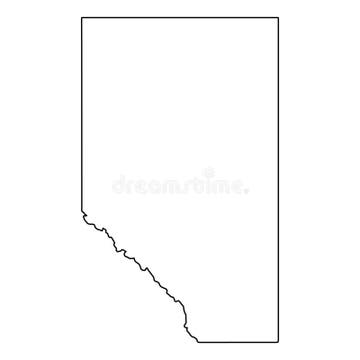 Simple Black Outline Map of Alberta Province, Canada, Isolated Vector ...