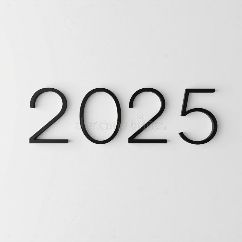 Simple Black Outline of "2025 New Year Stock Illustration ...