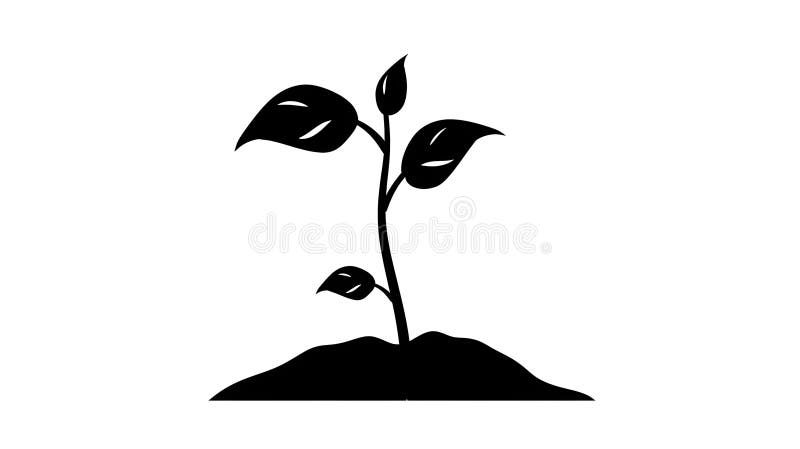 A Simple Black Outline of a Sprouting into a Seedling, Generative Ai ...