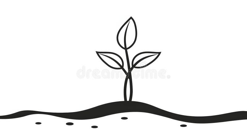 A Simple Black Outline of a Sprouting into a Seedling, Generative Ai ...