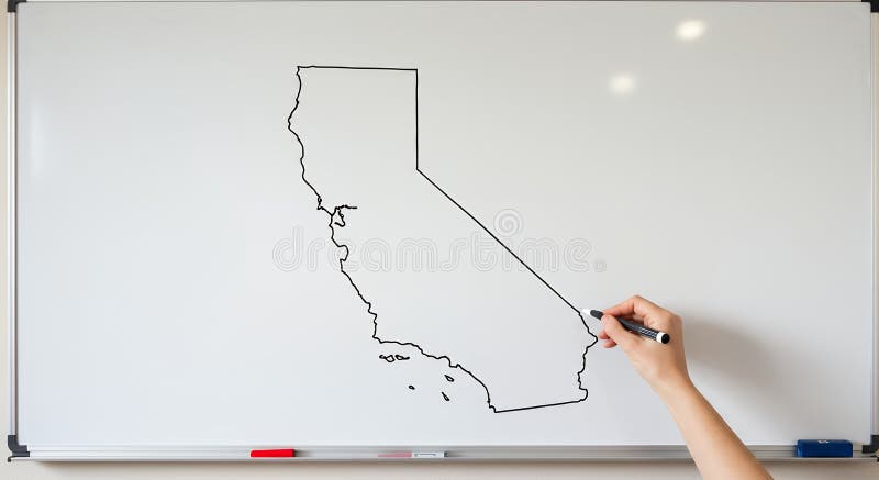 Outline Map of California State in Minimalist Style Stock Illustration ...