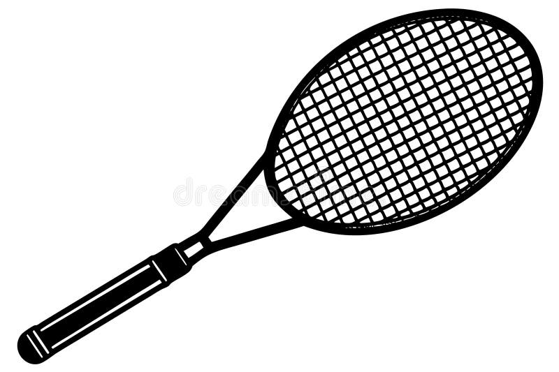 Simple Black Outline of a Tennis Racket. Stock Vector - Illustration of ...