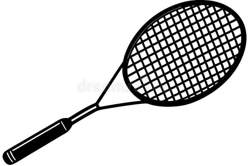 Simple Black Outline of a Tennis Racket. Stock Illustration ...