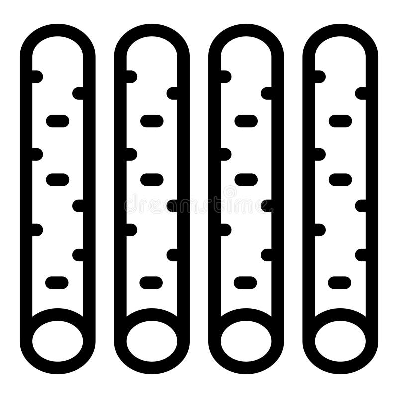 Simple Black Outline Vector Icon of a Set of Test Tubes for Lab ...