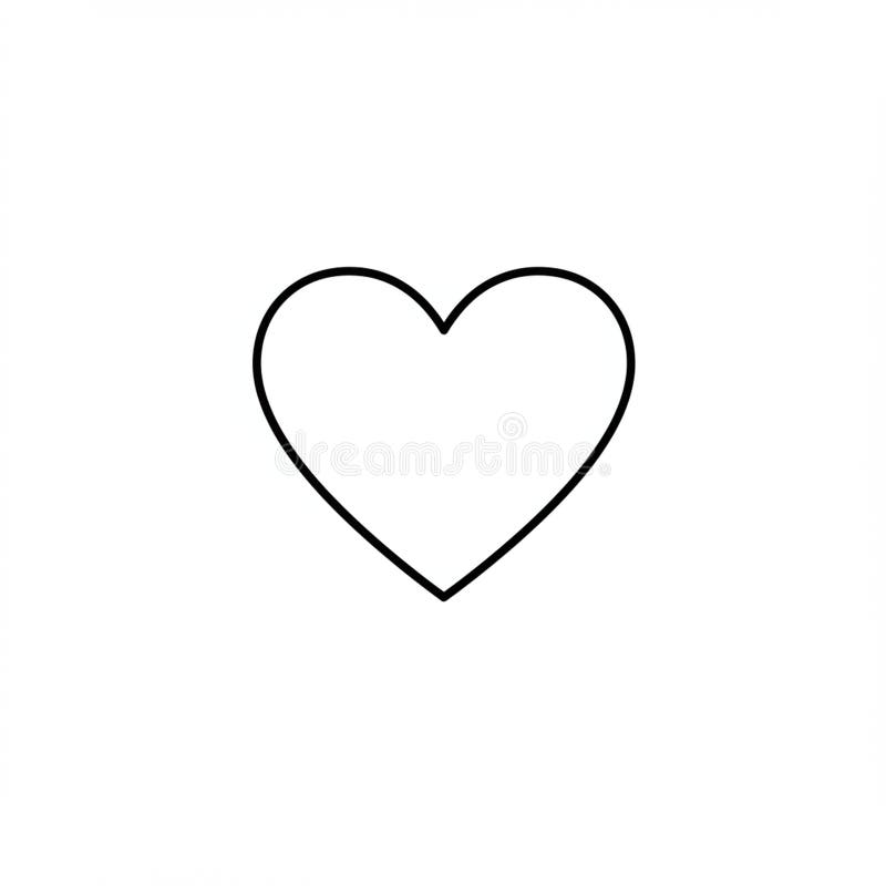 Simple Black Outlined Heart Shape on a White Background. the Heart is ...
