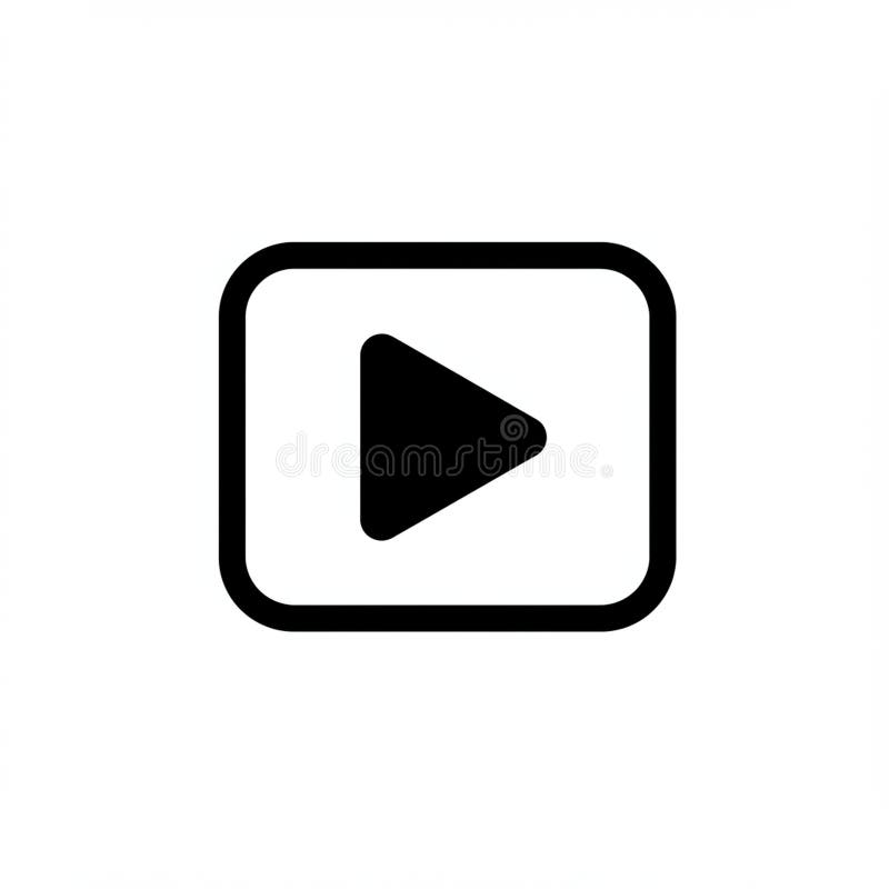 A Simple Black Play Button Icon is Centered on a White Background. the ...