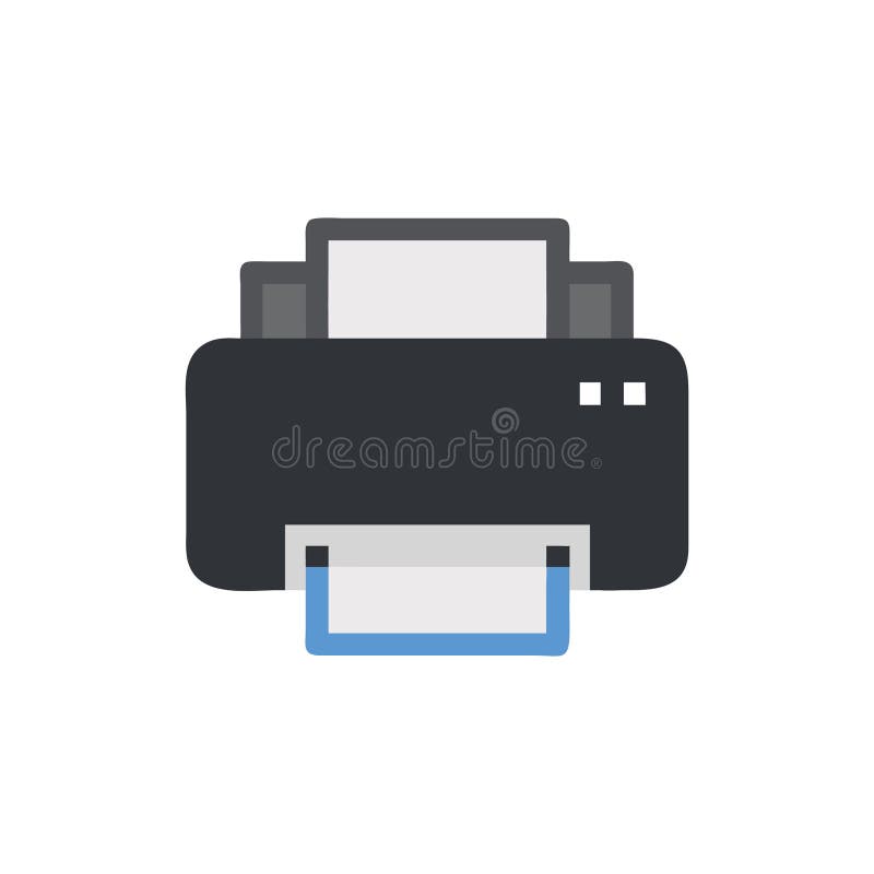 Simple Black Printer Icon on White Backround with Paper Stock Photo ...