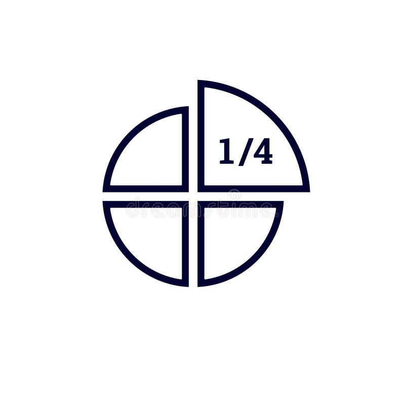 Simple Black Quarter Pie Chart Icon with Thin Lines and Center Text ...