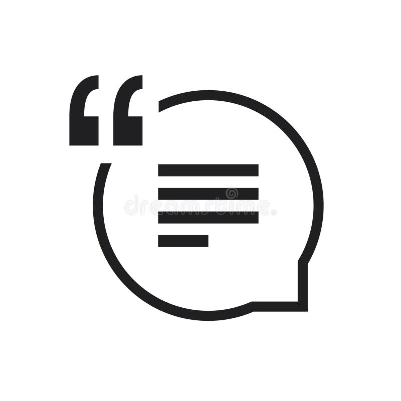 Simple Black Quote Icon, Modern Style Round Speech Bubble with ...
