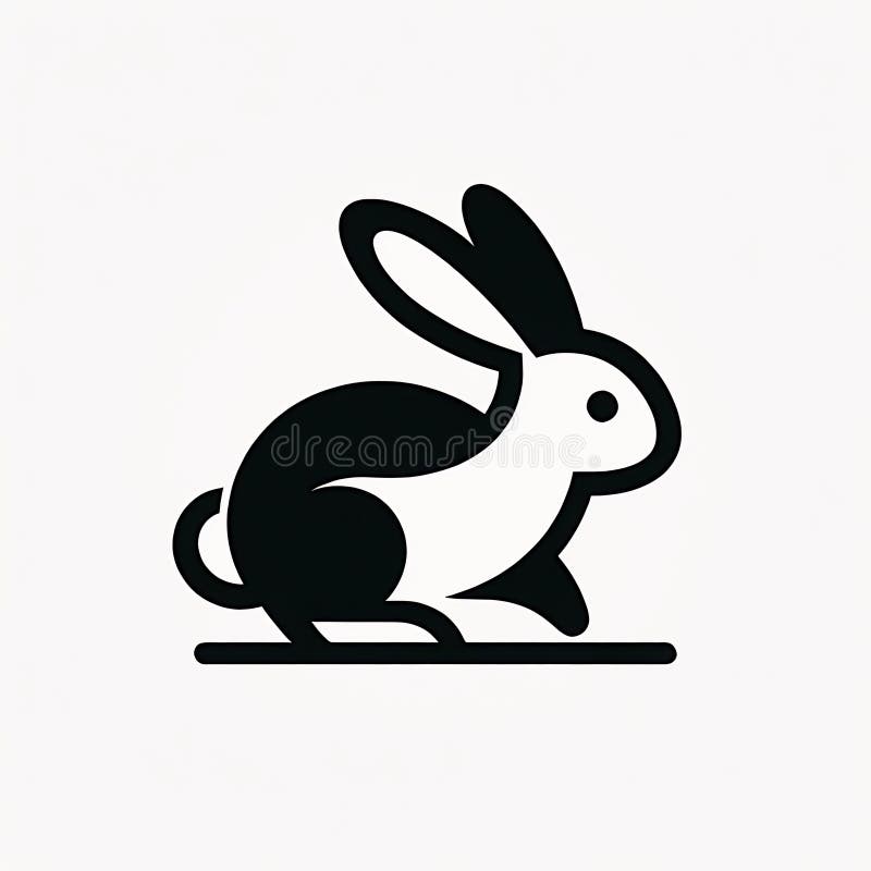 Simple Black Rabbit Silhouette Illustration with White Background Stock ...