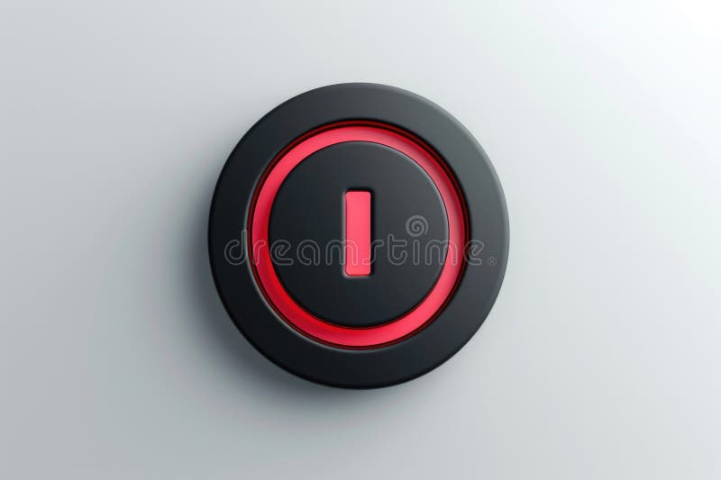 Simple Black and Red Button on a White Wall, Perfect for Technology or ...