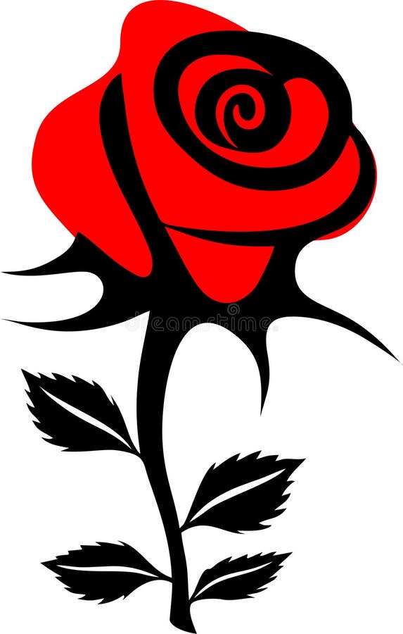Simple Black and Red Graphic Drawing Flower Rose, Logo Stock ...