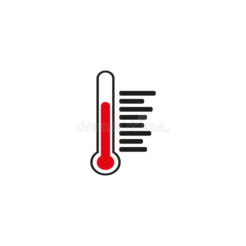 Simple Black and Red Thermometer with Scale Icon Stock Illustration ...