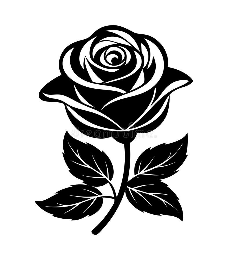 Simple Black Rose Silhouette, Black Rose Vector Art Stock Vector ...