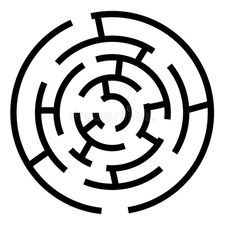 Vector Simple Black Rounded Maze with Two Alternative Way Out Stock ...