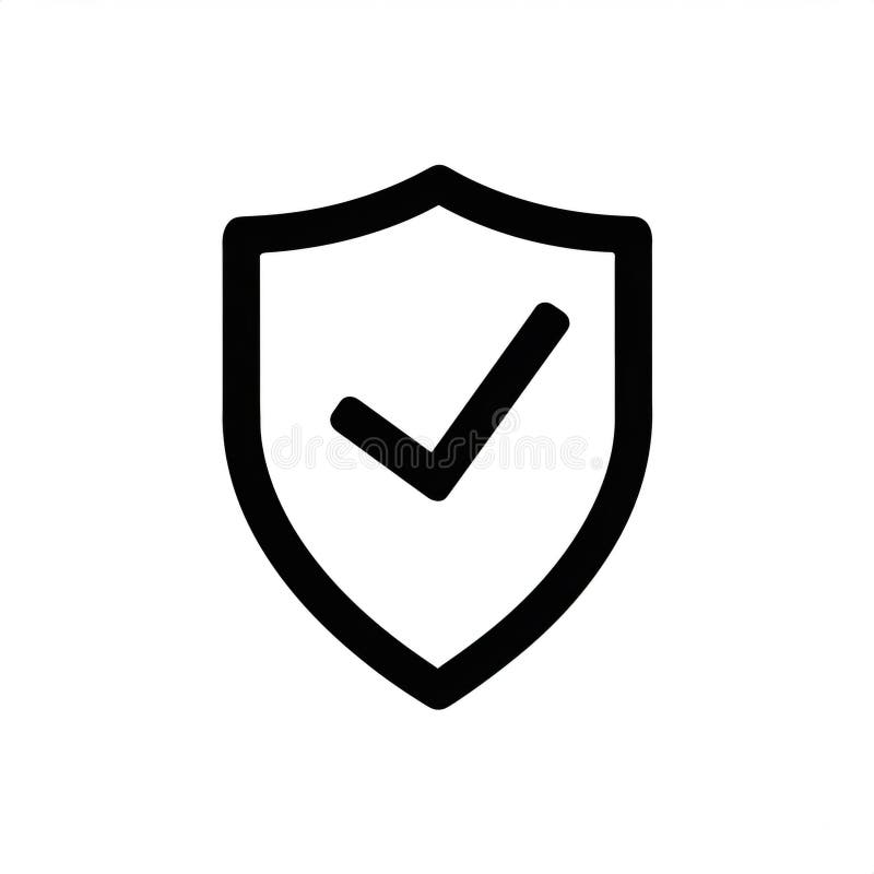 Simple Black Shield with Check Mark Conveying Security, Protection and ...