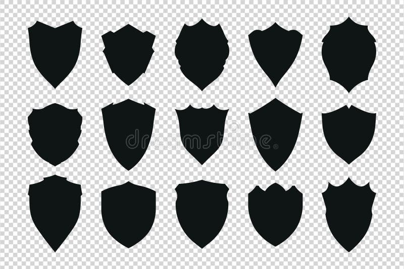 Simple Black Shields Vector Set Stock Vector - Illustration of simple ...