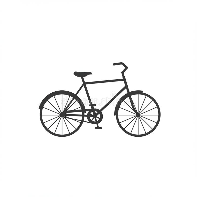 Simple Black Silhouette of a Classic Bicycle on a White Background ...