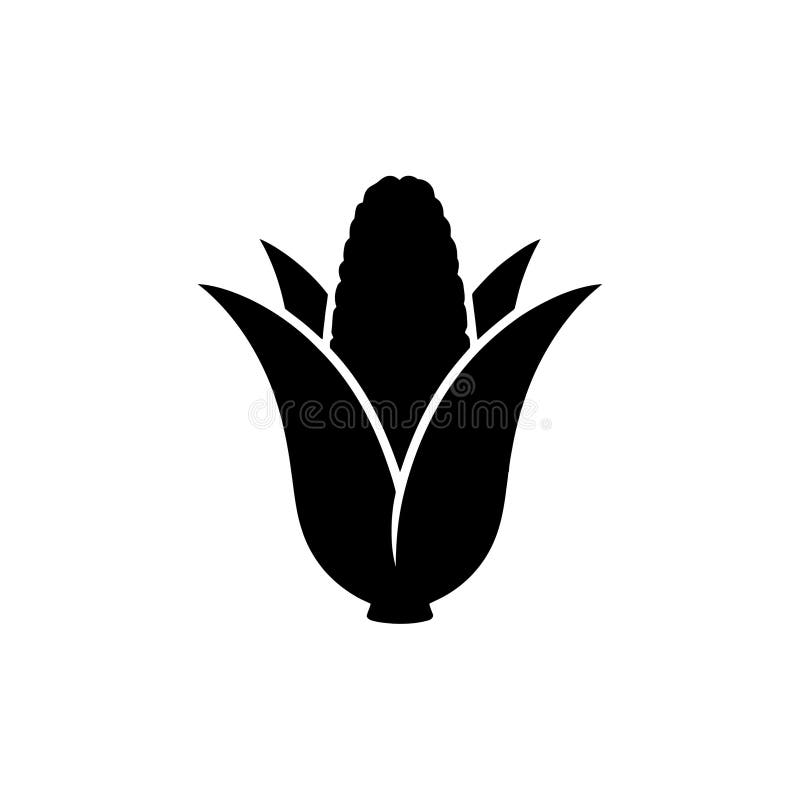A Simple Black Silhouette of a Corn on the Cob Stock Illustration ...